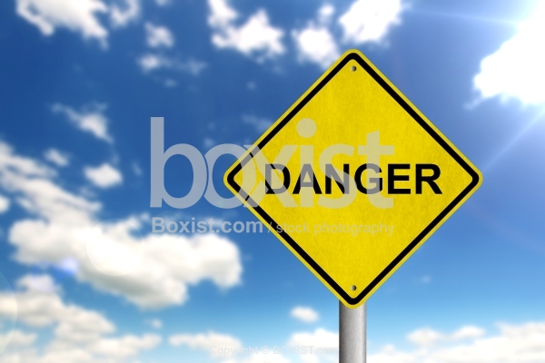Danger Warning Sign Against Blue Sky Background - Boxist.com ...