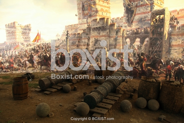 Ottoman Cannons Scene Outside the Walls of Constantinople in 1453 ...
